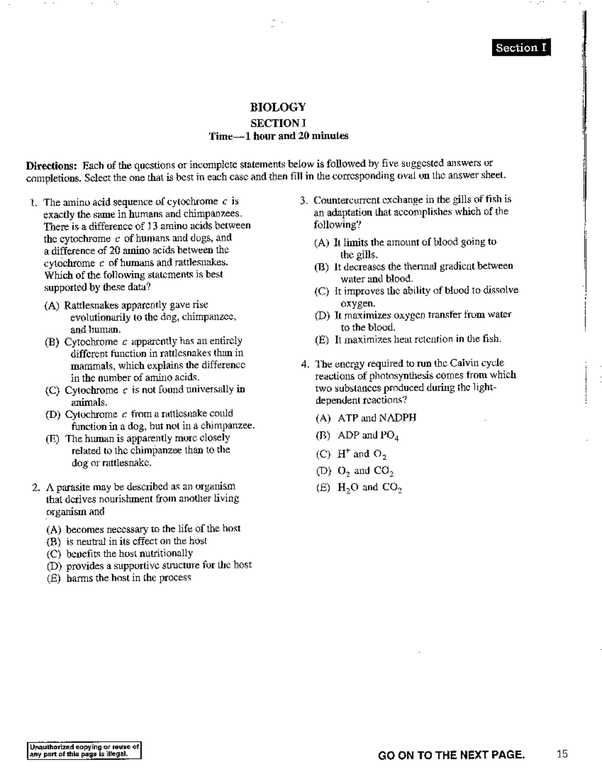 AP Bio 2008 MCQ's - practice tests - bio 1234 - Studocu