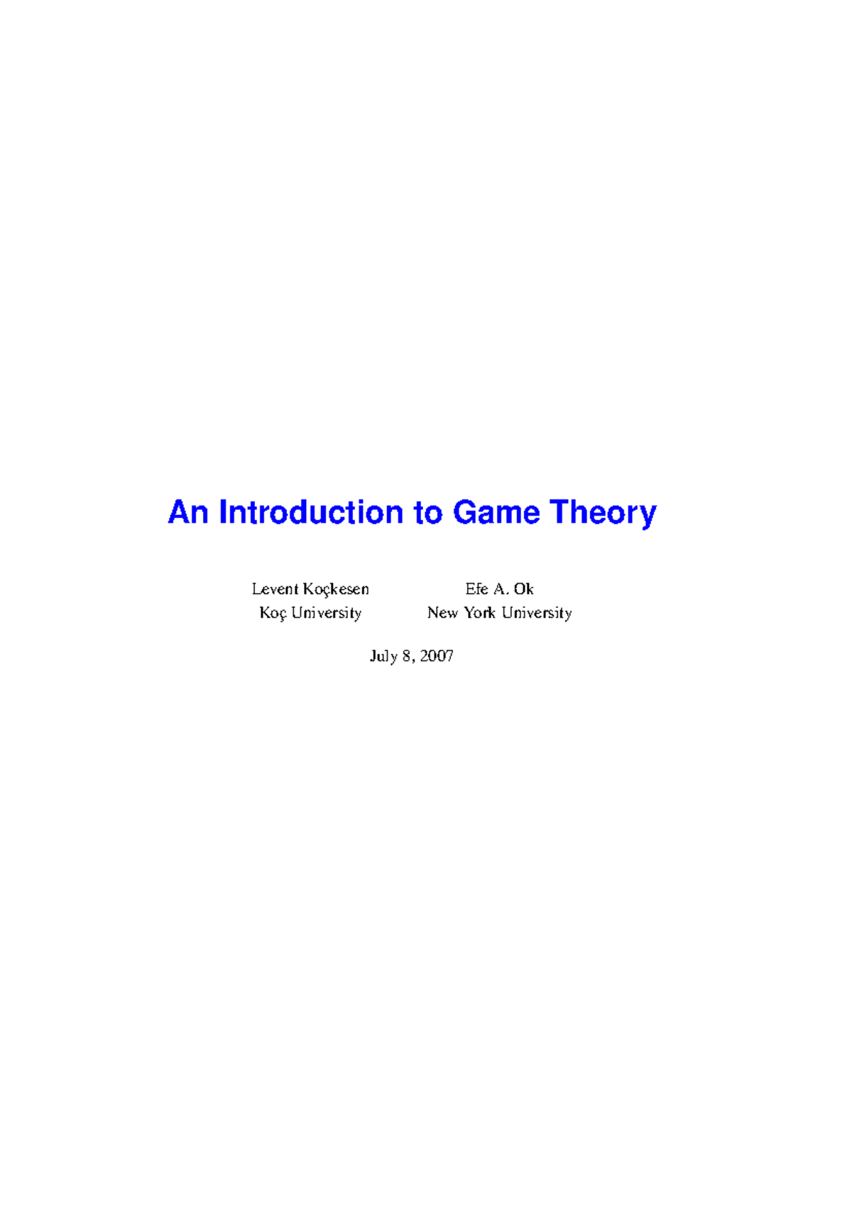 An Introduction to Game Theory - An Introduction to Game Theory Levent ...