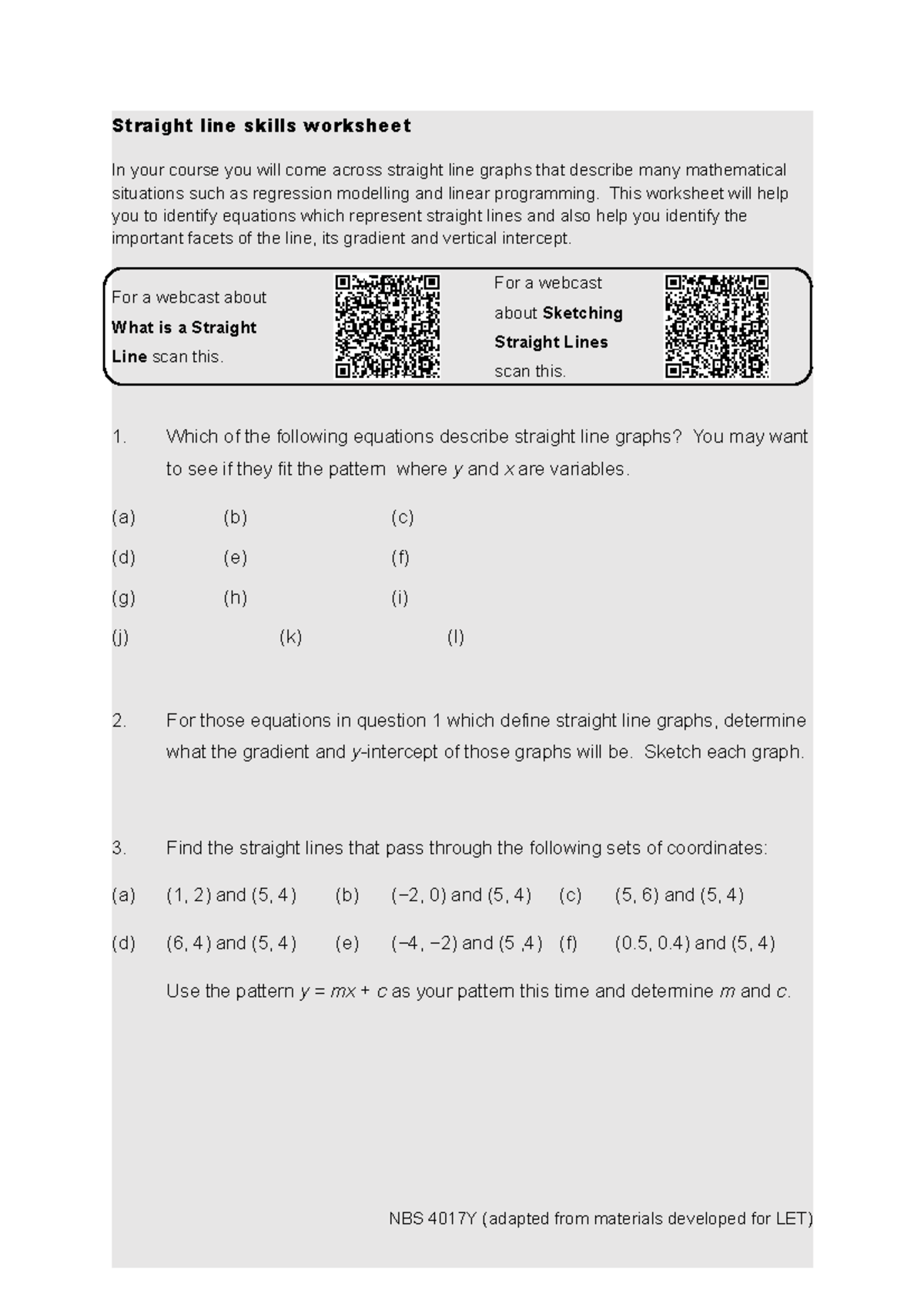 Straight line skills worksheet(1) - This worksheet will help you to ...