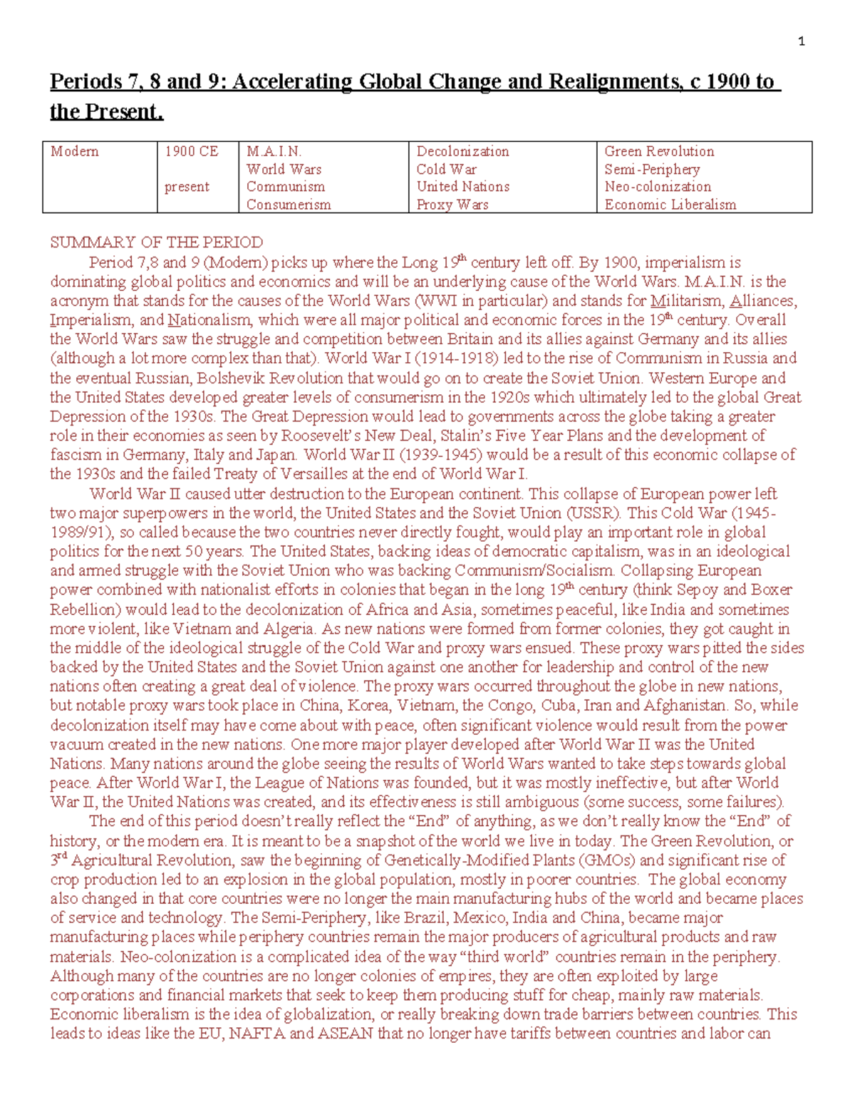 APWH book Units 7, 8 and 9 - Periods 7, 8 and 9: Accelerating Global ...