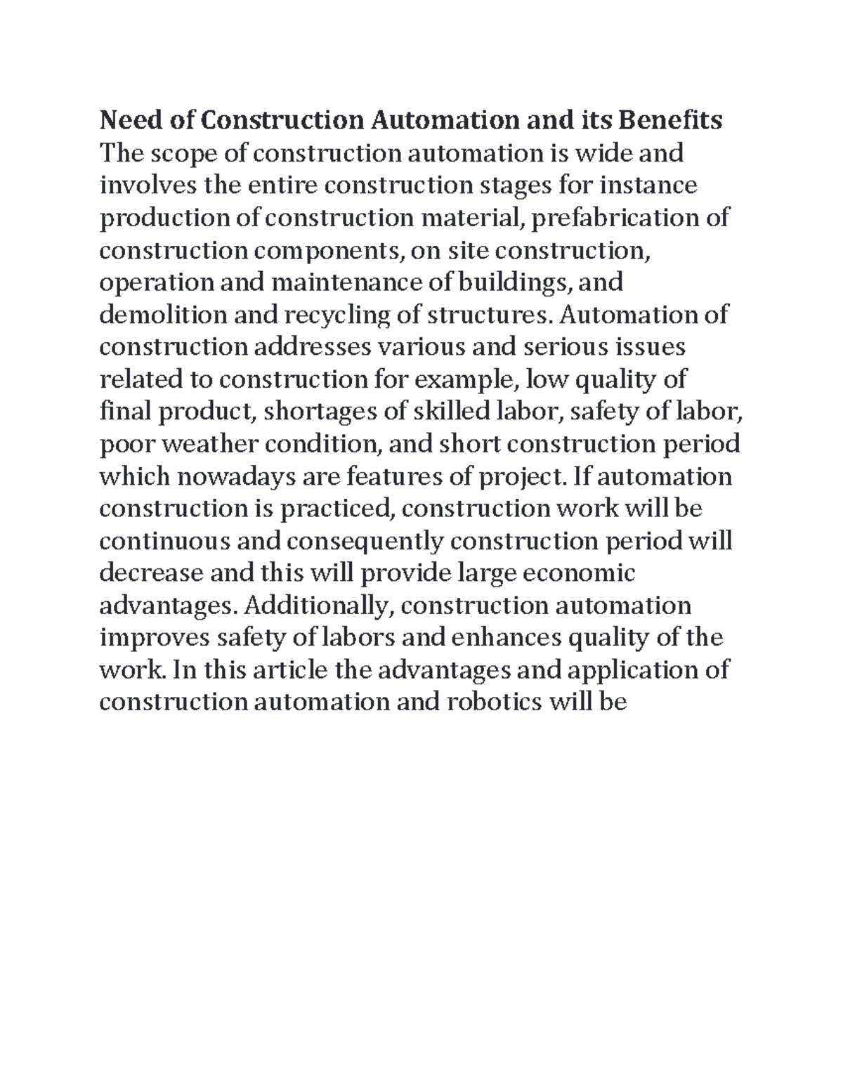 Need of Construction Automation and its Benefits - Automation of ...