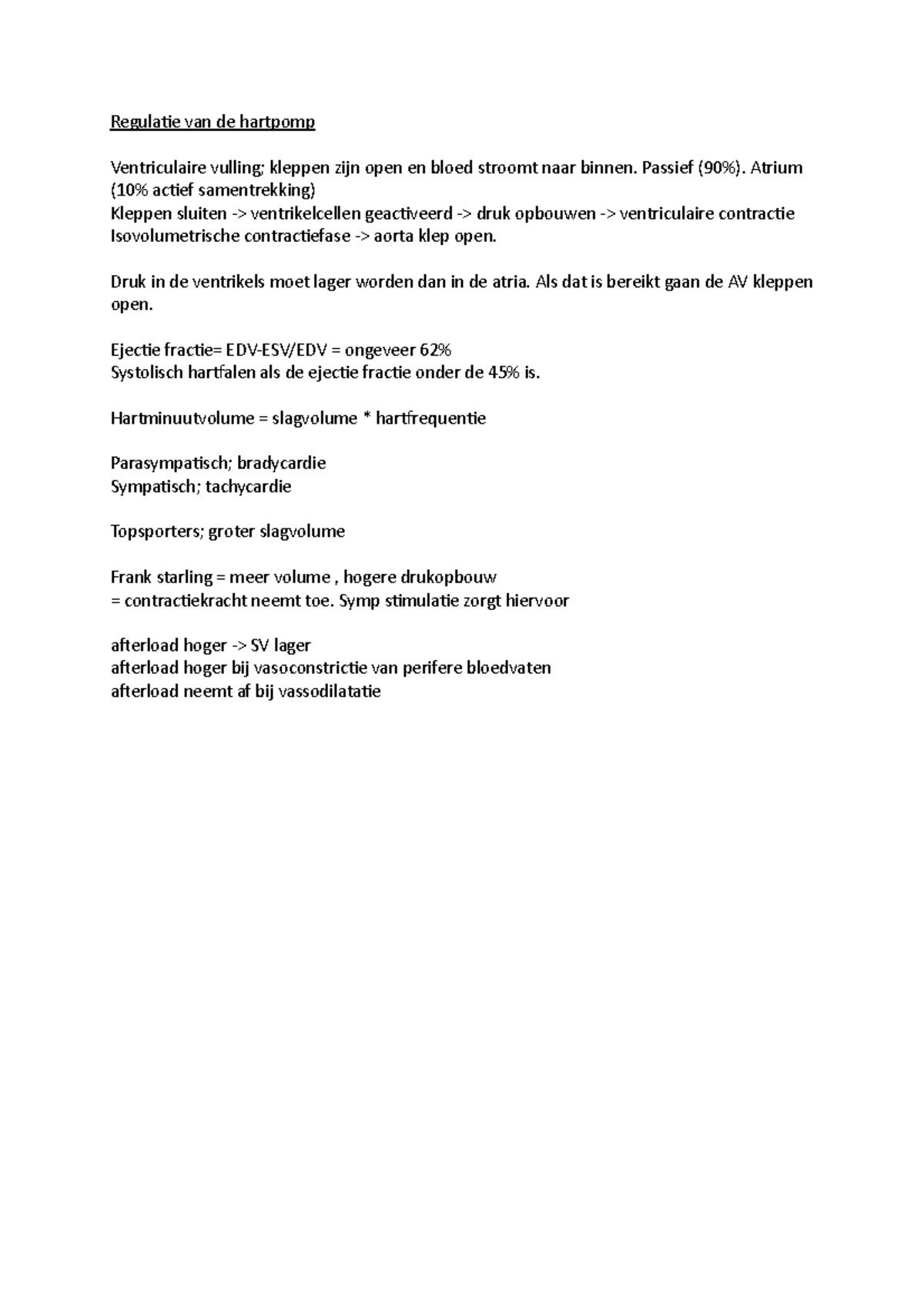 Regulatie van de hartpomp - Passief Atrium actief samentrekking ...