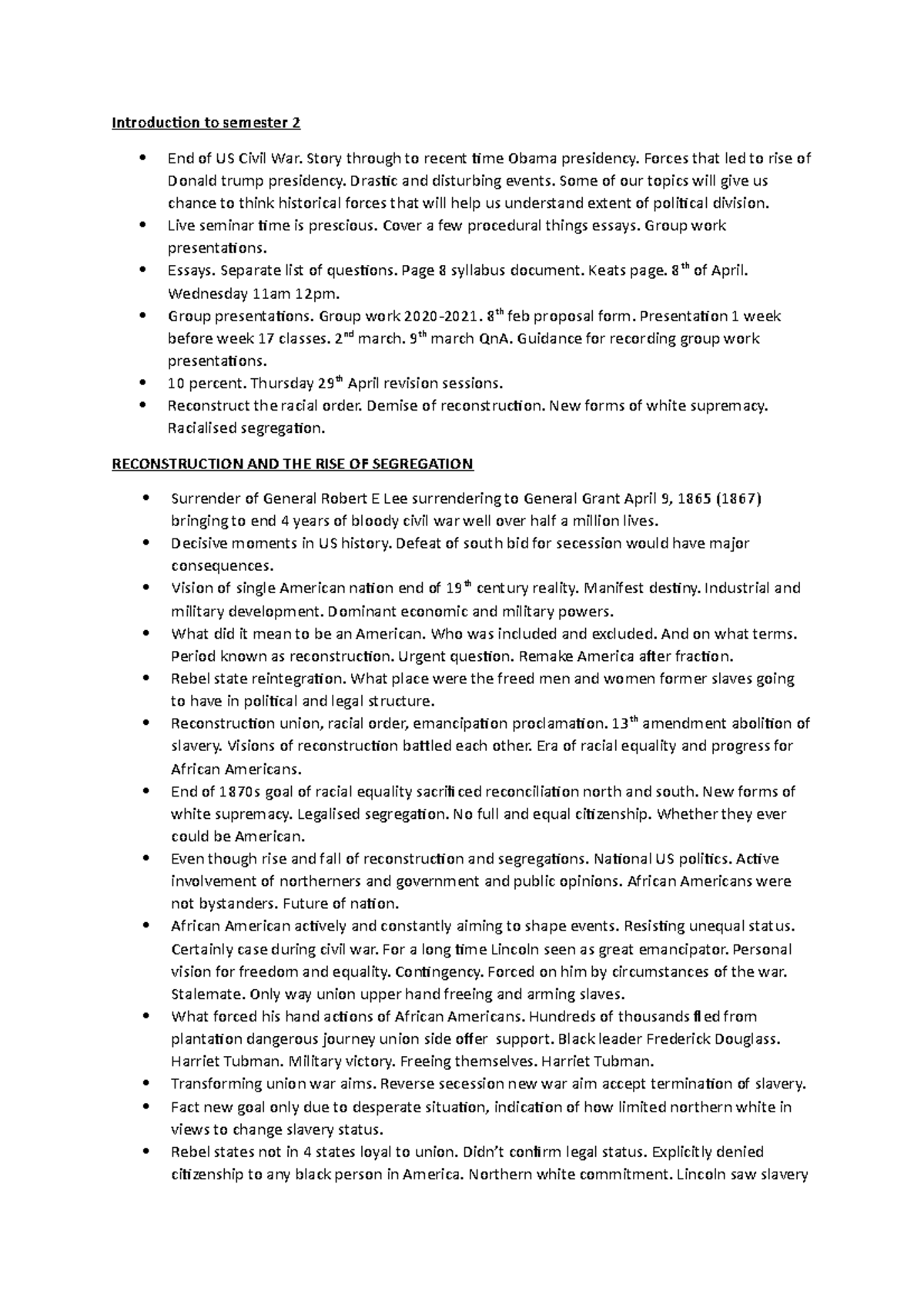Seminar and Lecture Notes on Segregation - Introduction to semester 2 ...