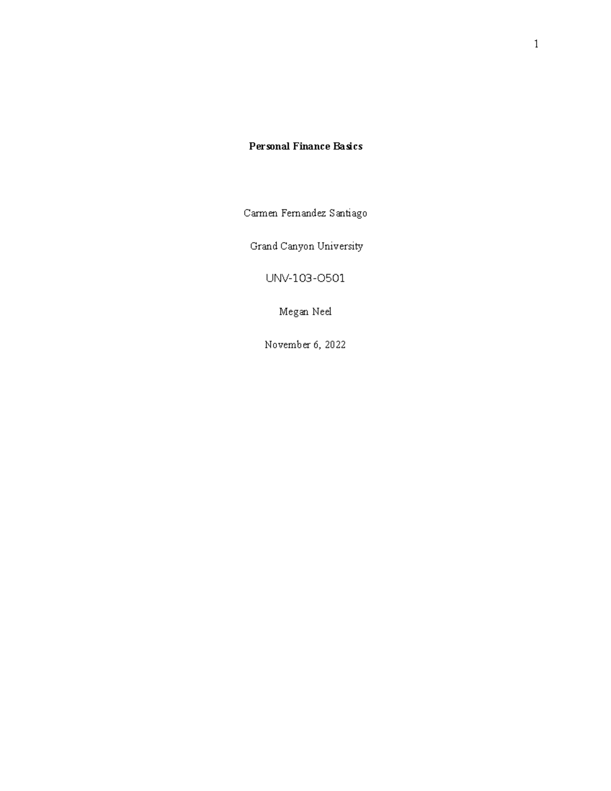 Apa financial - week 6 assigment - Personal Finance Basics Carmen ...
