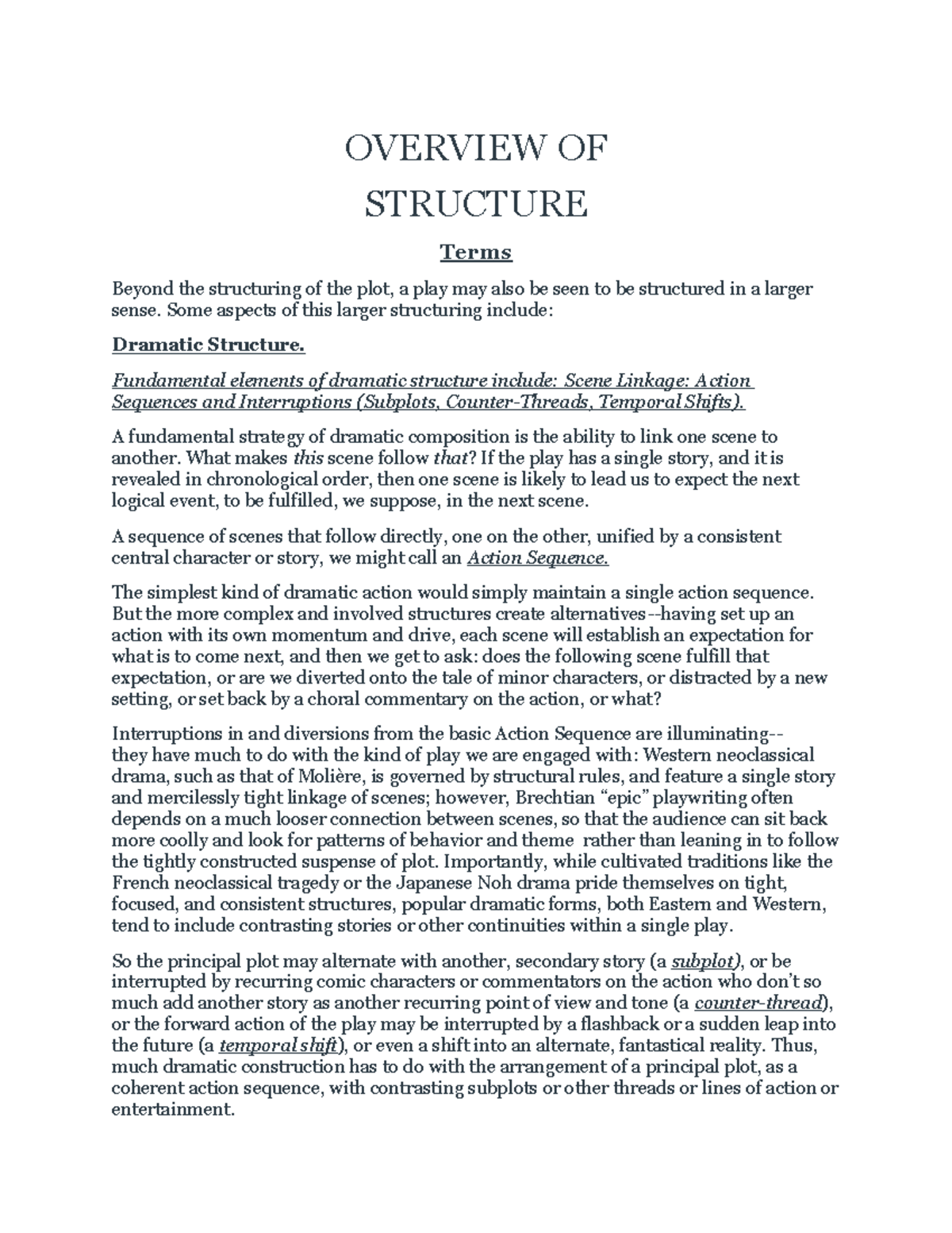 Overview of Structure-Theatre Basics - OVERVIEW OF STRUCTURE Terms ...