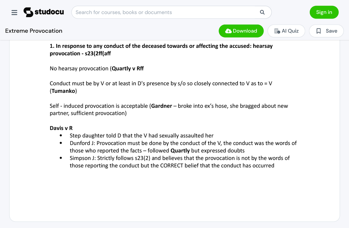 Extreme Provocation - Extreme Provocation Partial Defence, applies only ...