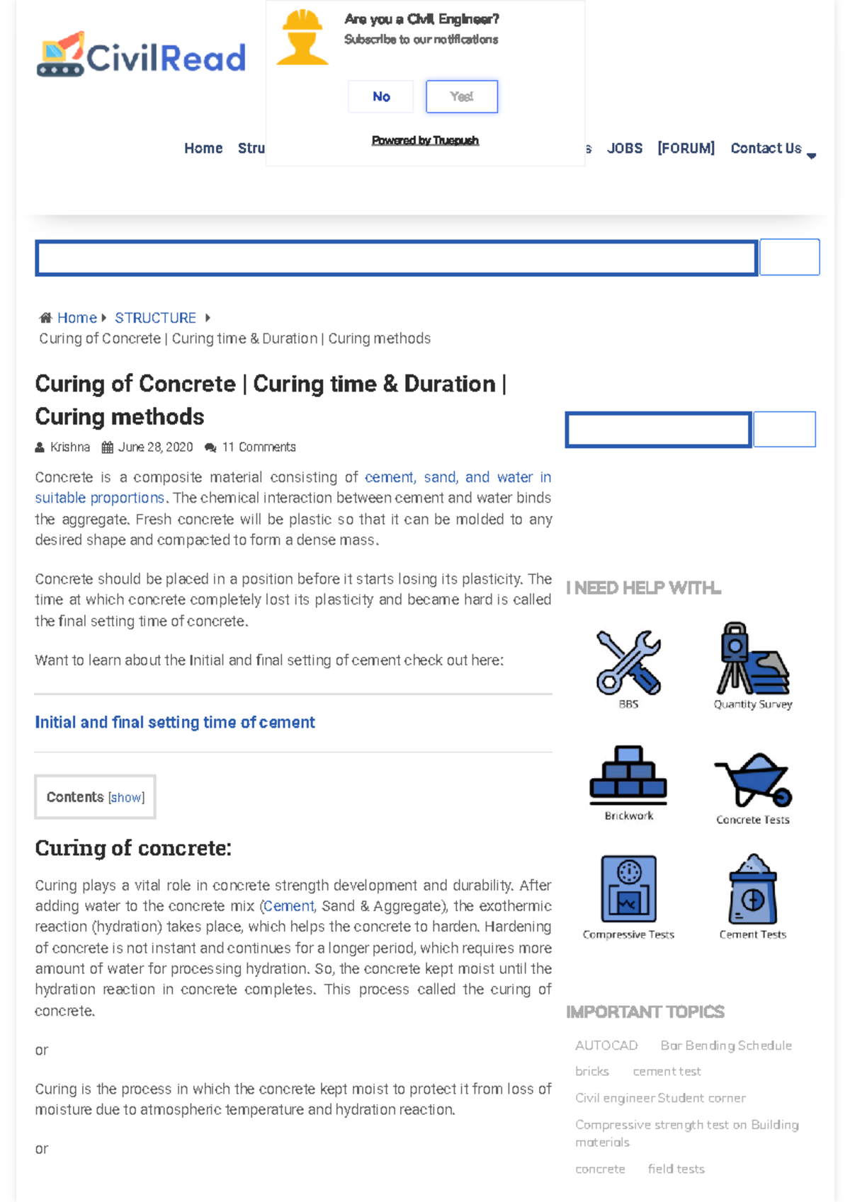 Curing of Concrete Curing time & Duration Methods of curing Purpose ...