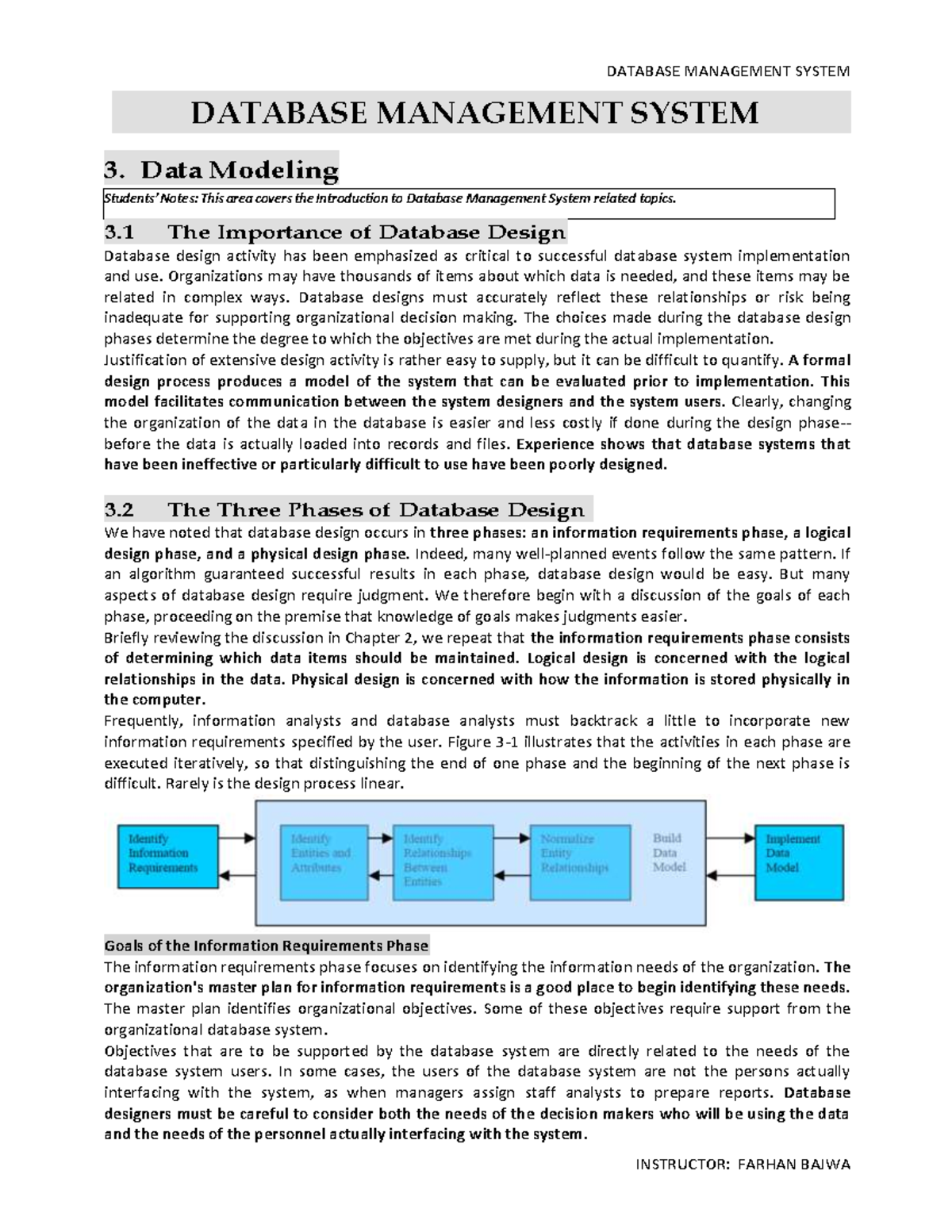 DBMS Week01 Lec03 Notes - Students’ Notes: This area covers the ...
