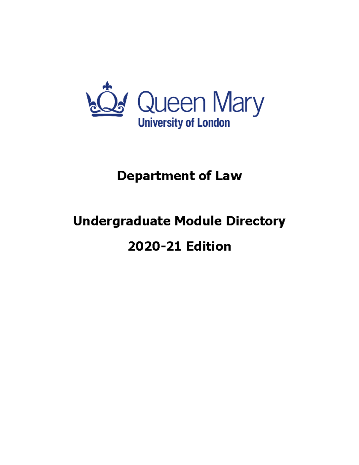 Module Directory 2020-21 Draft 0 - Department of Law Undergraduate ...