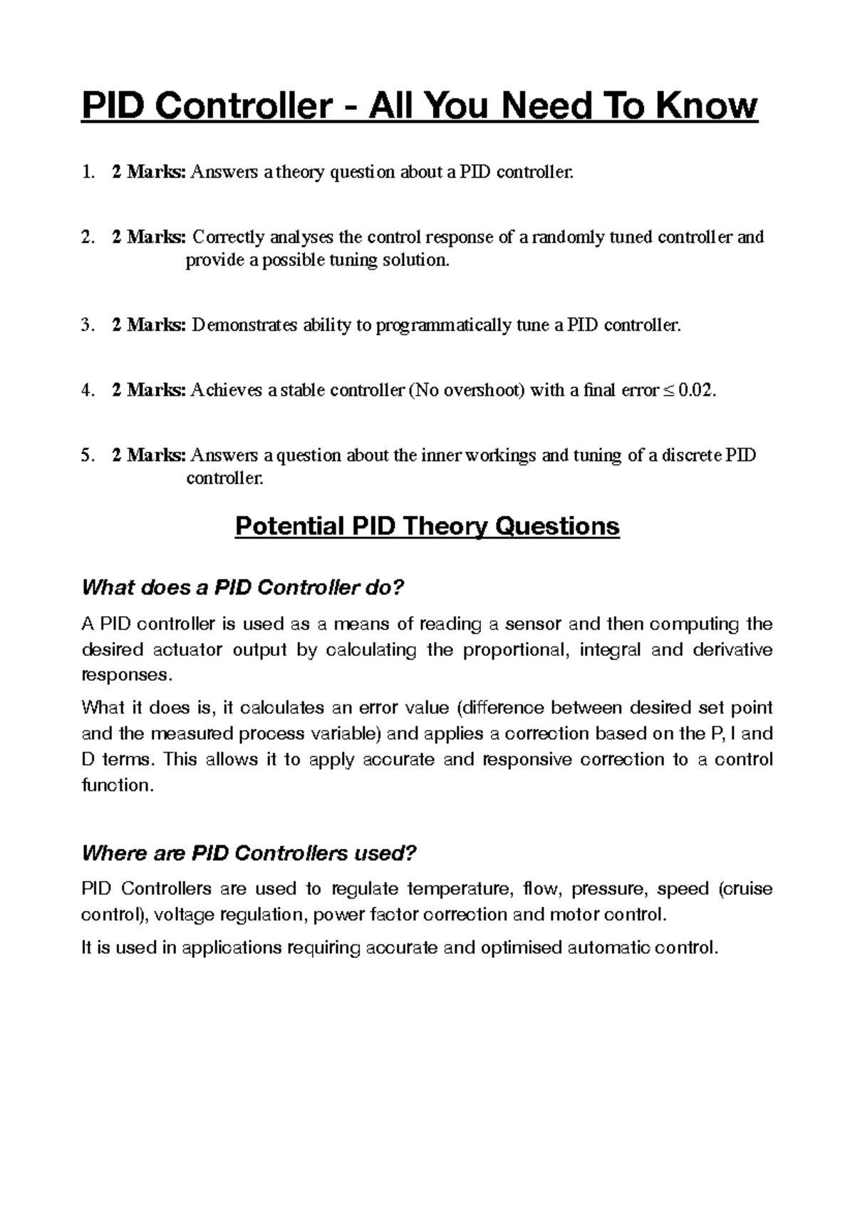PID Controller - PID - PID Controller - All You Need To Know 2 Marks ...