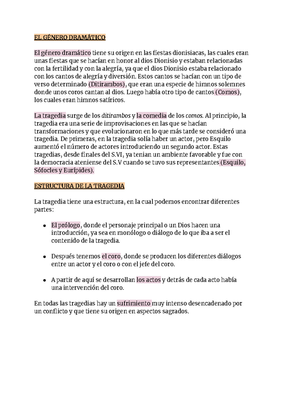 El género dramático - Resum Introducción al Griego - EL GÉNERO ...