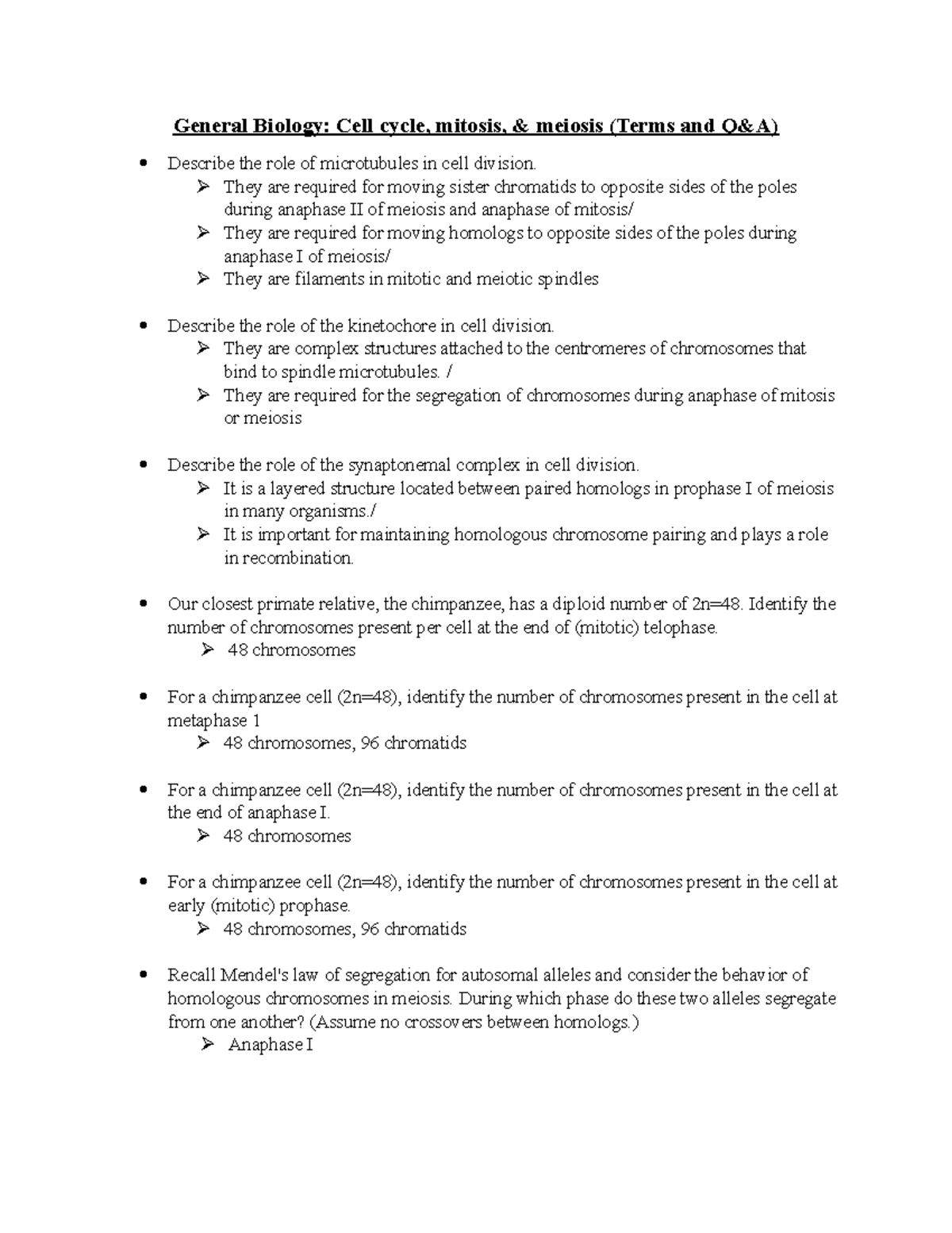 2014-General Biology Cell cycle, mitosis, & meiosis Terms and QA ...