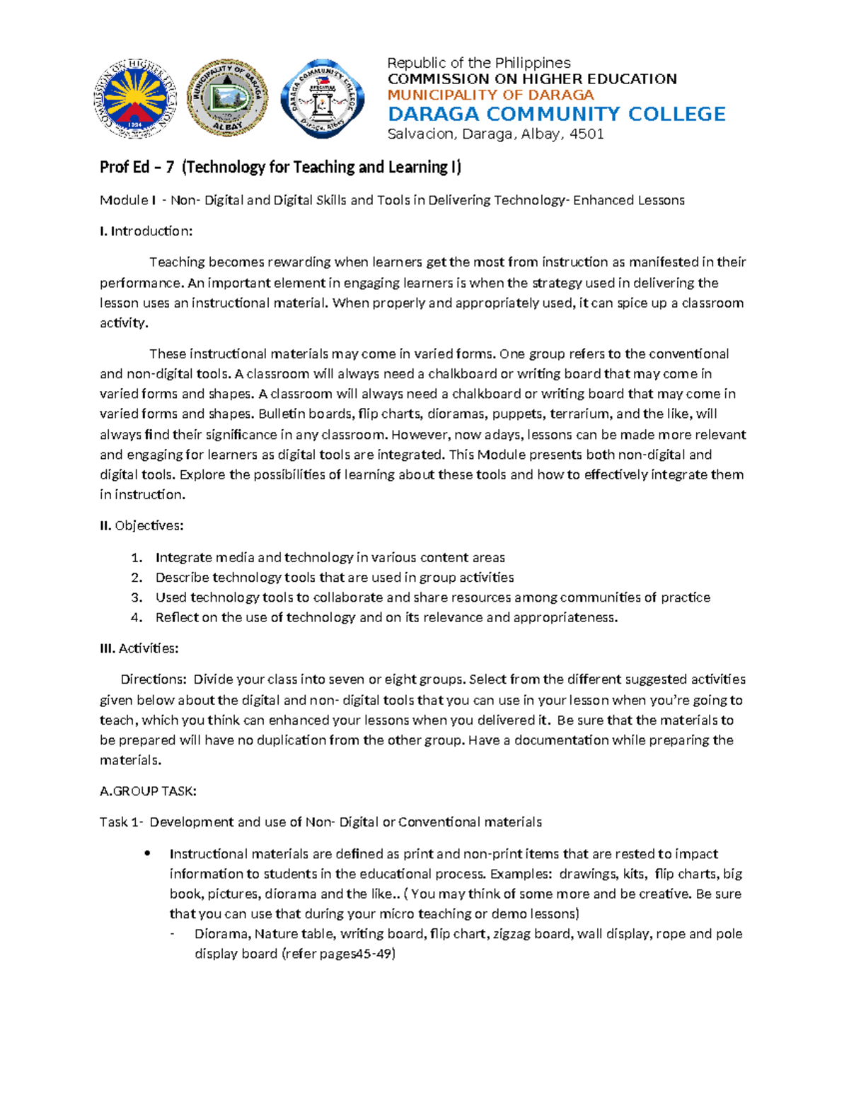 Prof-Ed - Prof ed - Republic of the Philippines COMMISSION ON HIGHER ...