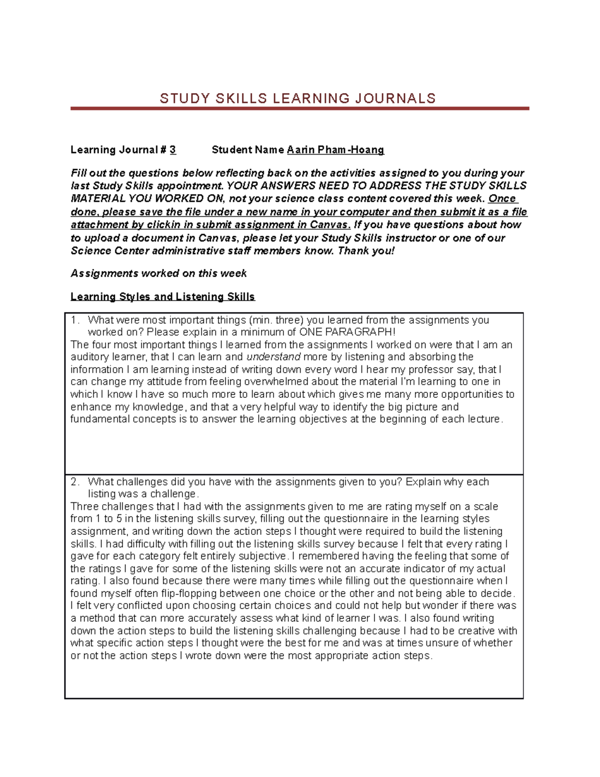 Learning Journal #3 AP - Reflection on new study strategies I learned ...