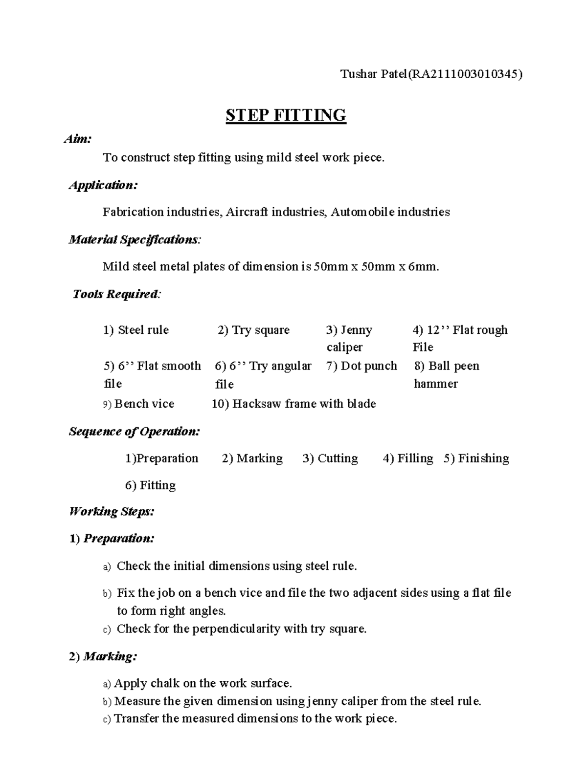 Ex no-1 Step fitting - Tushar Patel(RA2111003010345) STEP FITTING Aim ...