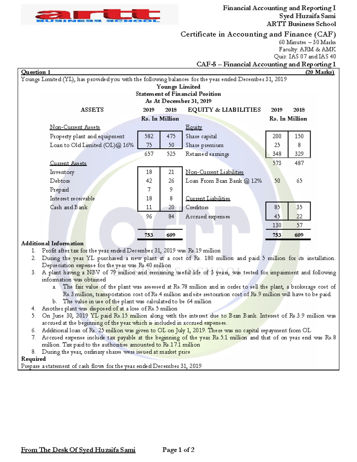 3 - IAS 7 & IAS 40 - Practice - Certificate in Accounting and Finance ...