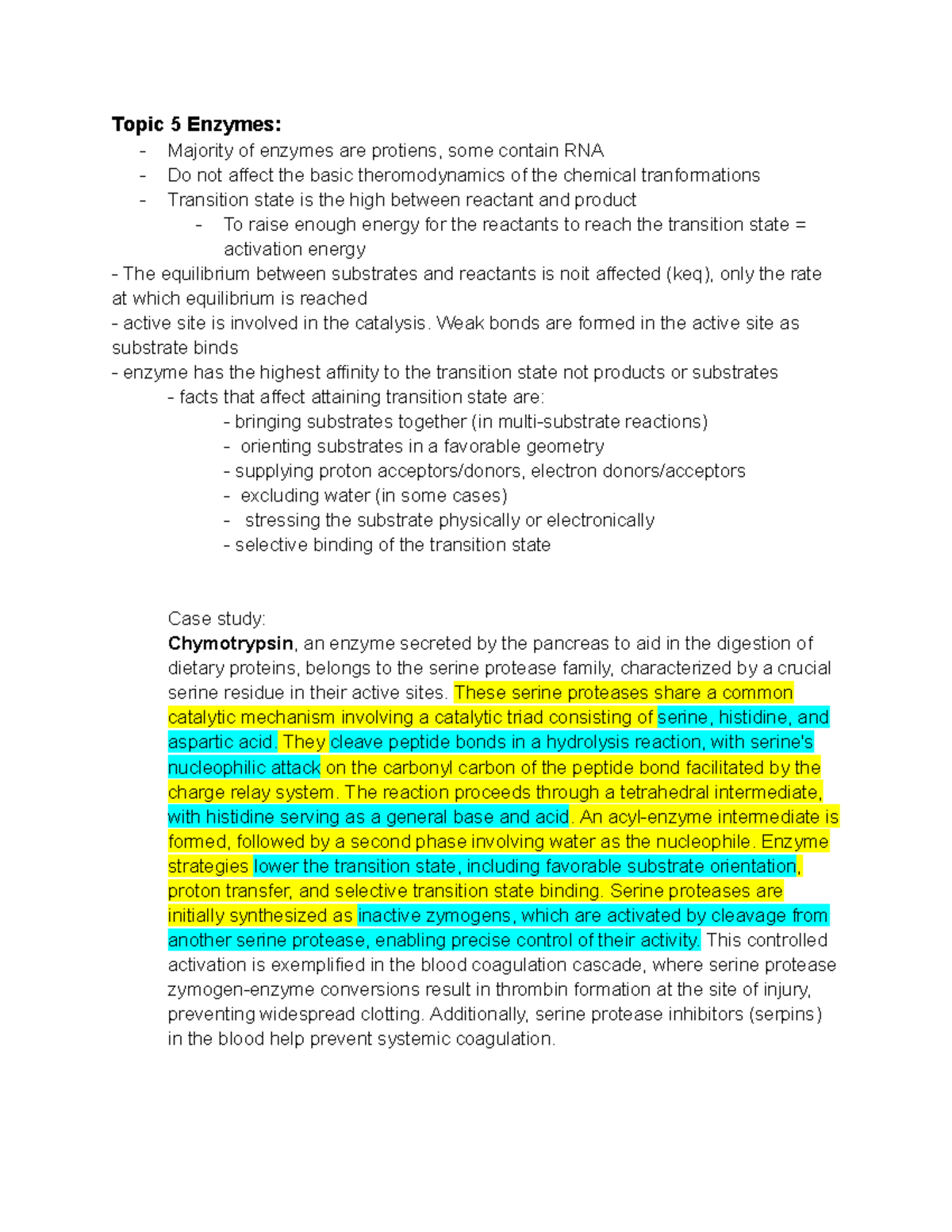 Biochem Reading notes - Topic 5 Enzymes: Majority of enzymes are ...