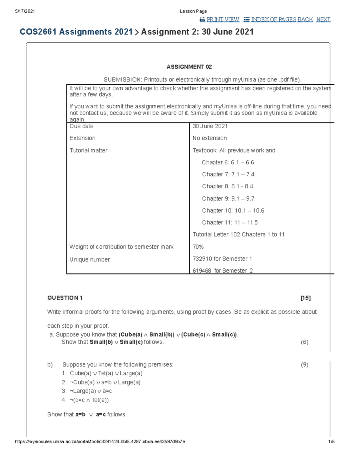 Assignment 2 - pdf file) It will be to your own advantage to check ...