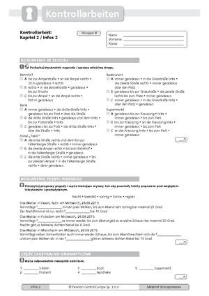Kapitel 3 - praca klasowa - TEST JĘZYK NIEMIECKI 1 © Copyright by Nowa ...