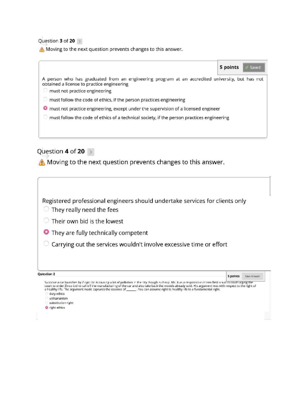 Doc2 - trac nghiem - Question 3 of 20 Moving to the next question prevents changes to this ...