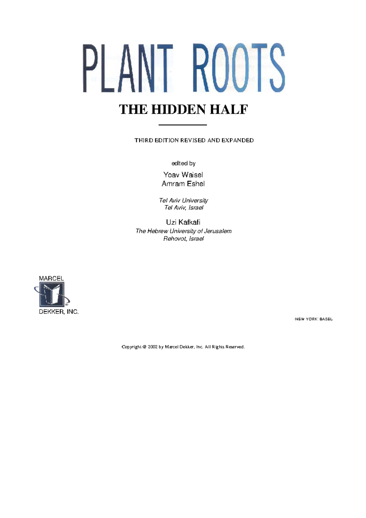 2002-plant roots-the hidden half contractile roots - THE HIDDEN HALF ...