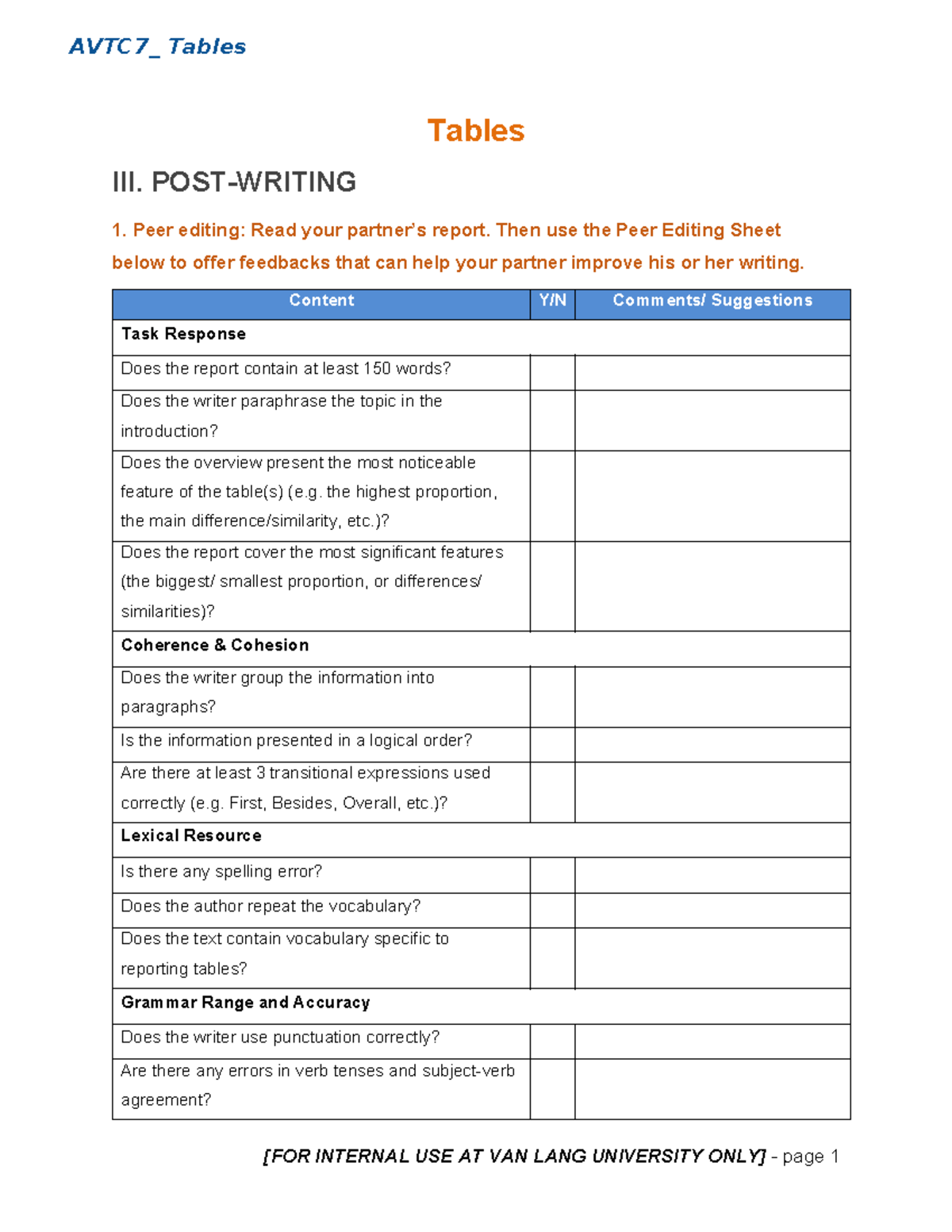 L11. Writing 4 - Task 1 - Tables - After class - 📖AVTC7_ Tables Tables ...