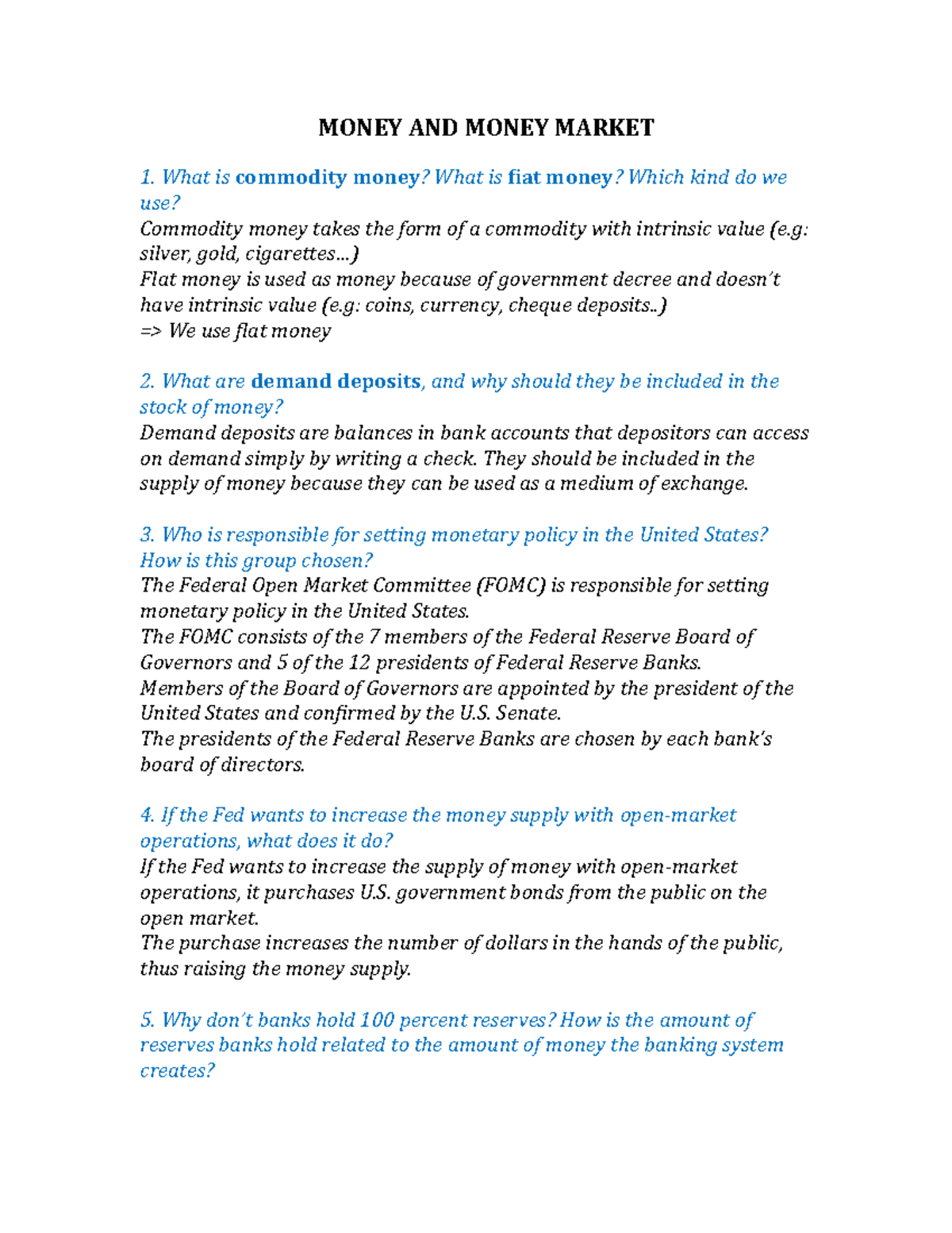 Money and money market - chapter 4 - MONEY AND MONEY MARKET What is ...
