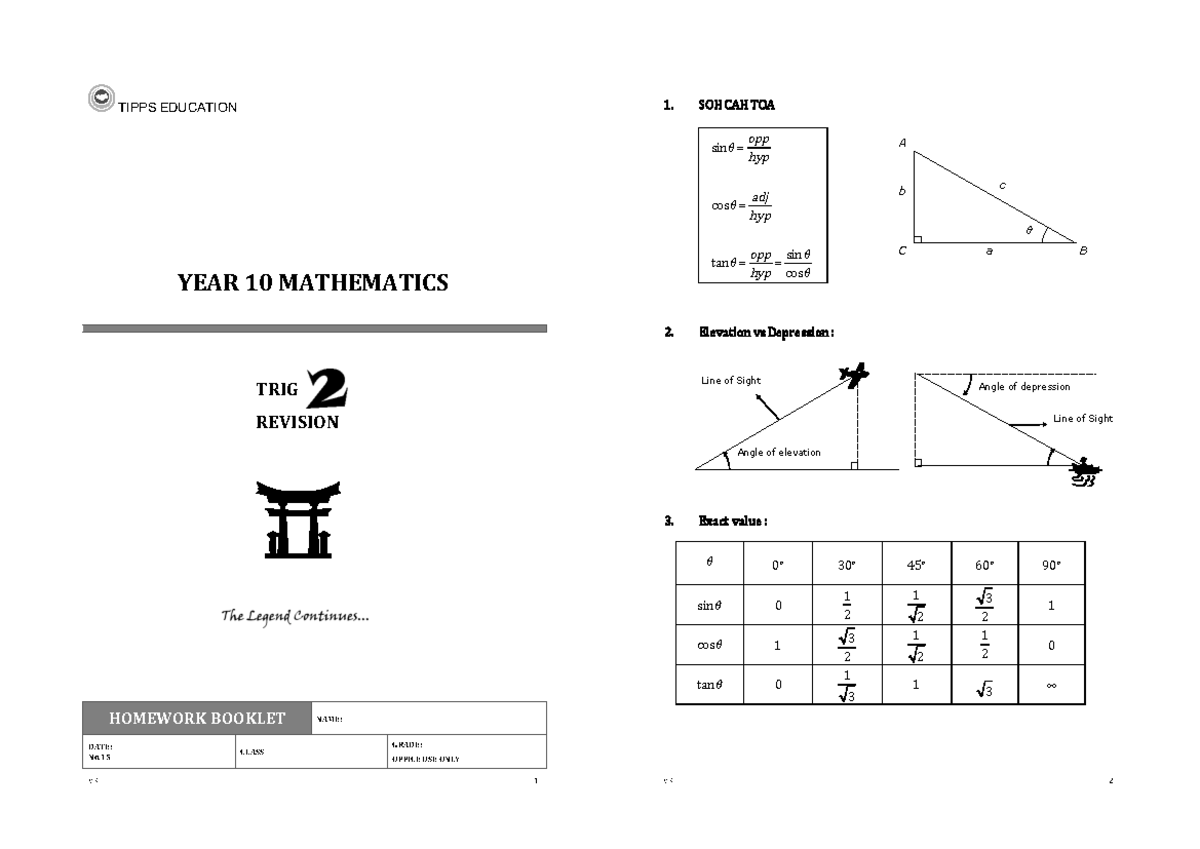 Copy of Trig 2 Revision - Maths - TIPPS EDUCATION YEAR 10 MATHEMATICS ...