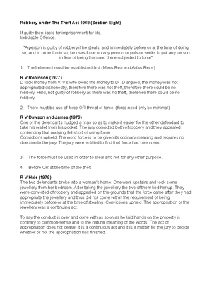 Case law homicide 1 - Case law highlighted on seminar sheet for ...