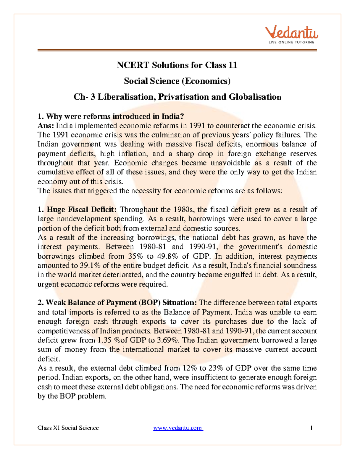 Class 11 Indian Economic Development - Chapter 3 - NCERT Solutions for ...