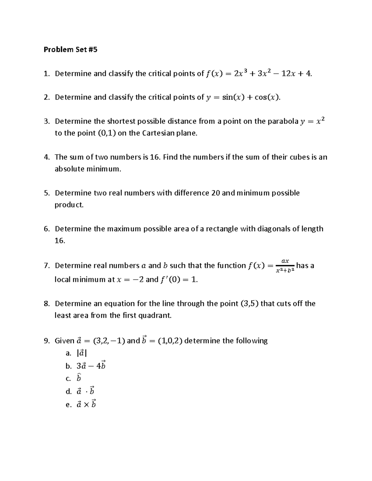 Friday - Problem Set - Notes and exercises from pre-calc workshop ...