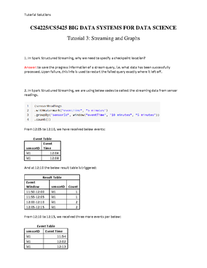 CS4225 tutorial 2 ans - CS4225/CS5425 BIG DATA SYSTEMS FOR DATA SCIENCE Tutorial 2: NoSQL and ...