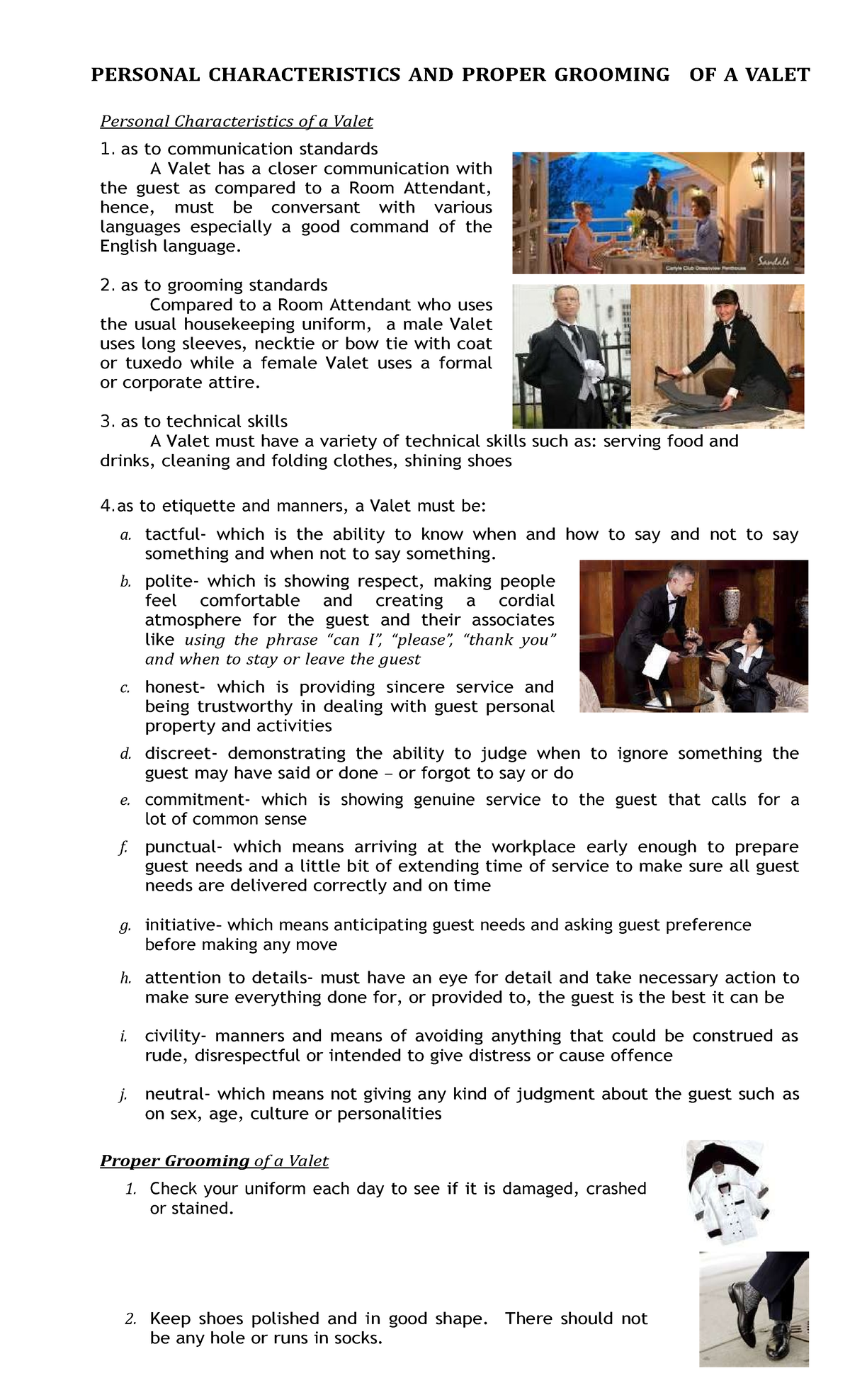 Lab Activity Butler Services - PERSONAL CHARACTERISTICS AND PROPER ...