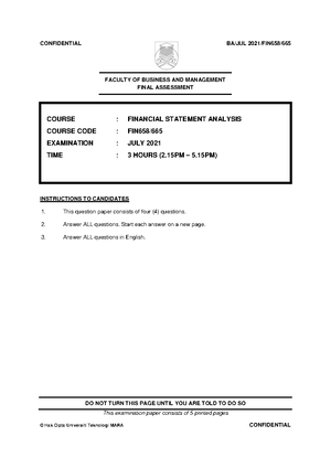 FIN658 Tutorial Chapter 6 FIFO LIFO - QUESTION 1 Below are the details ...