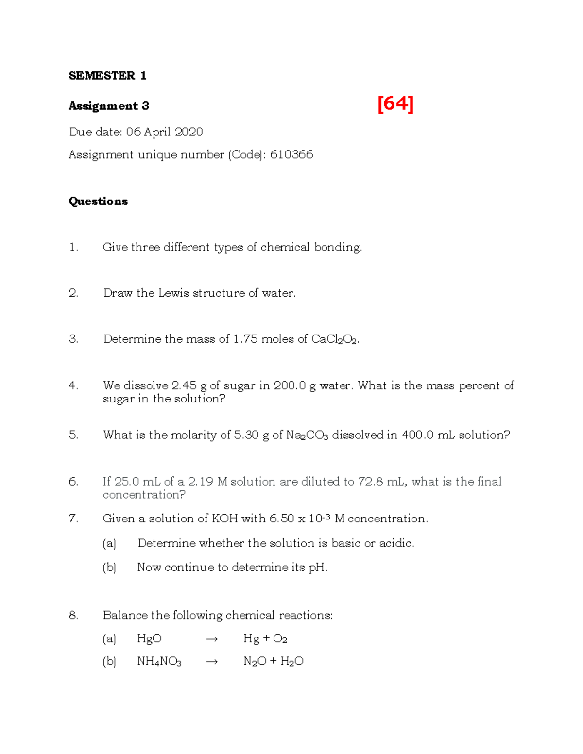Assignment 3 Memo - written assessment - SEMESTER 1 Assignment 3 [64 ...