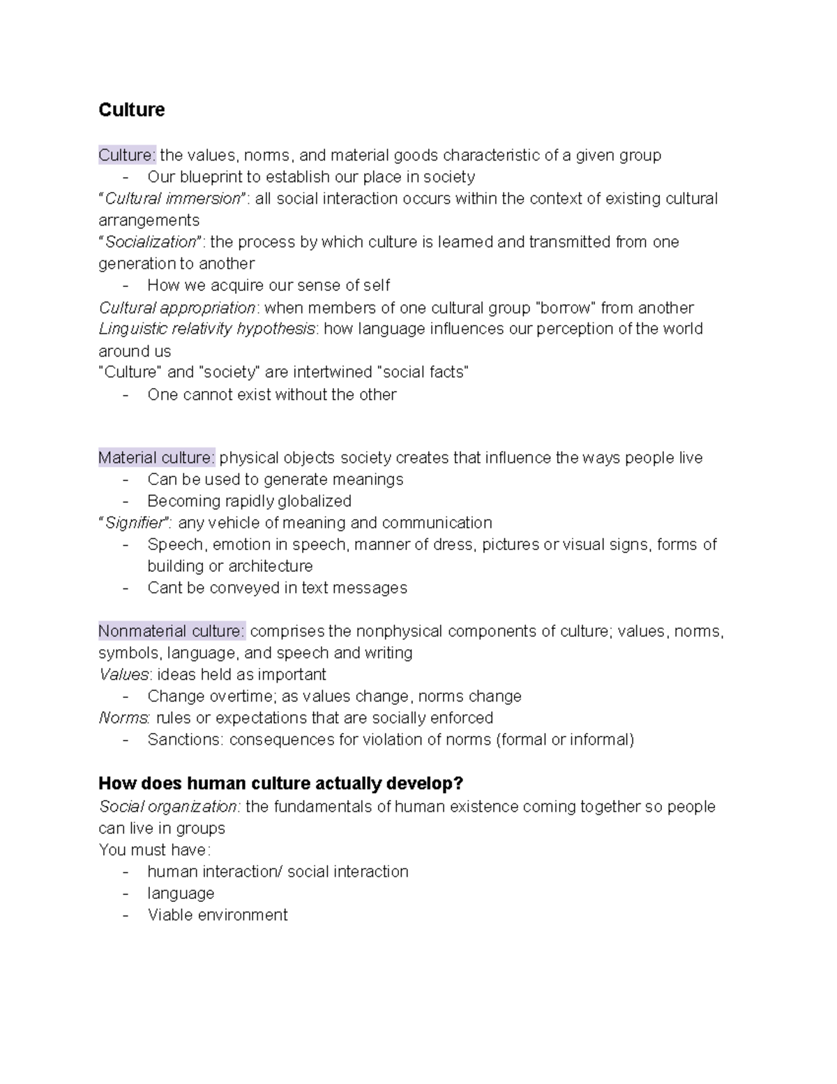 Culture Chp. 2 Sociology - Culture Culture: the values, norms, and ...