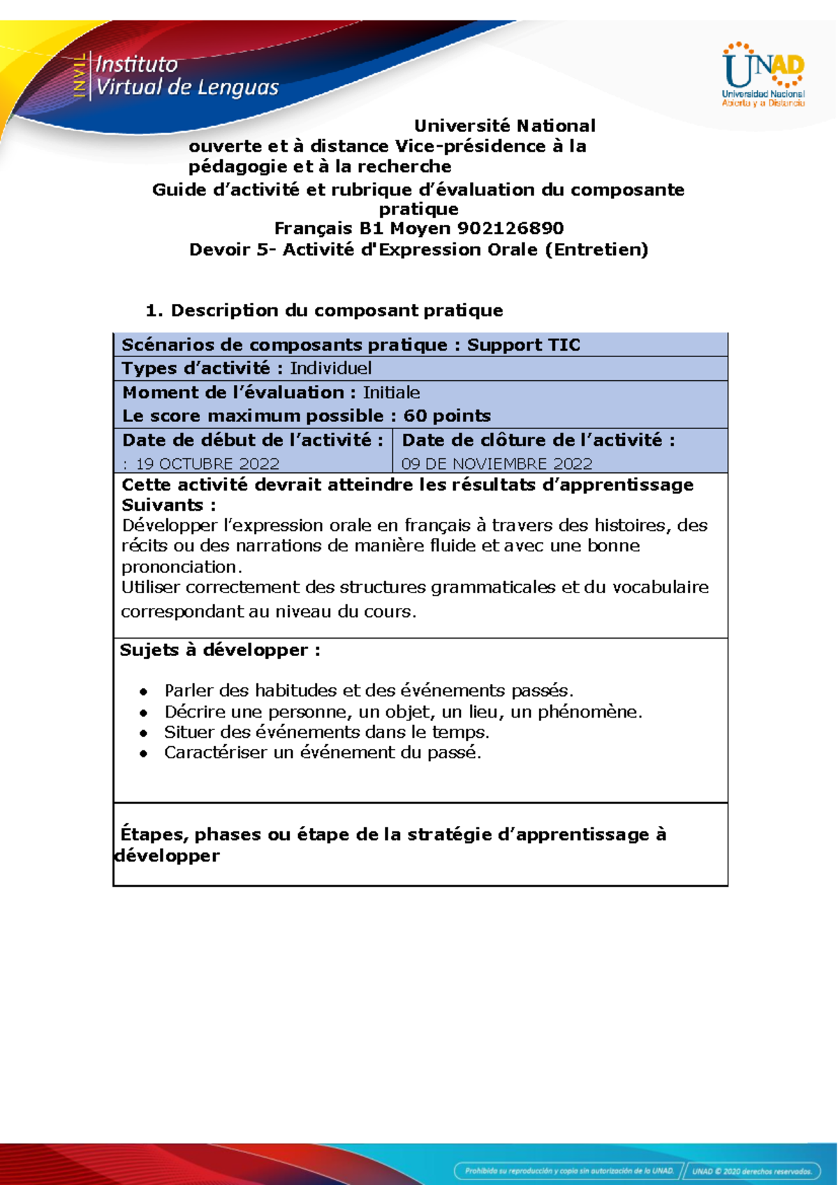 Guide d’activités et rubrique d’évaluation - Unité 2 - Devoir 5 ...