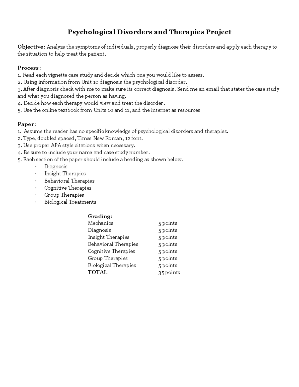 Identifying Disorders through Case Studies- Updated - Objective ...