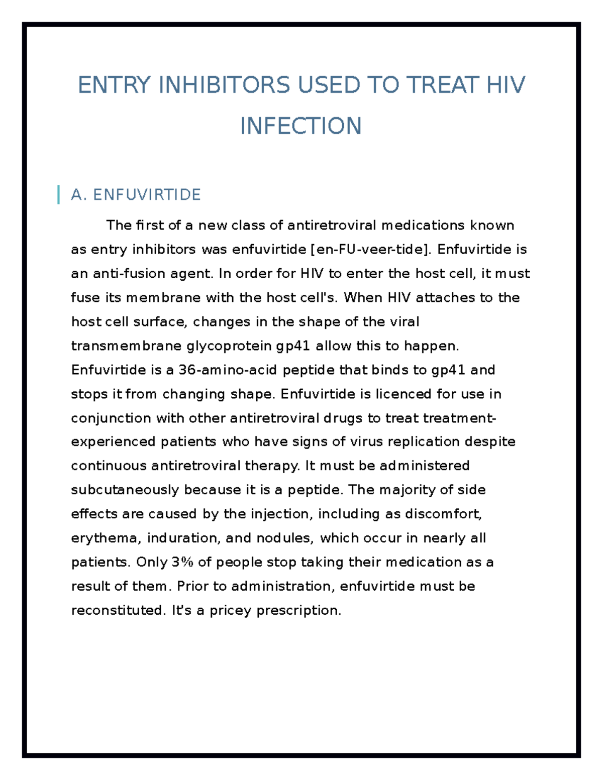 Entry AND Integrase Inhibitors USED TO Treat HIV Infection - ENTRY ...