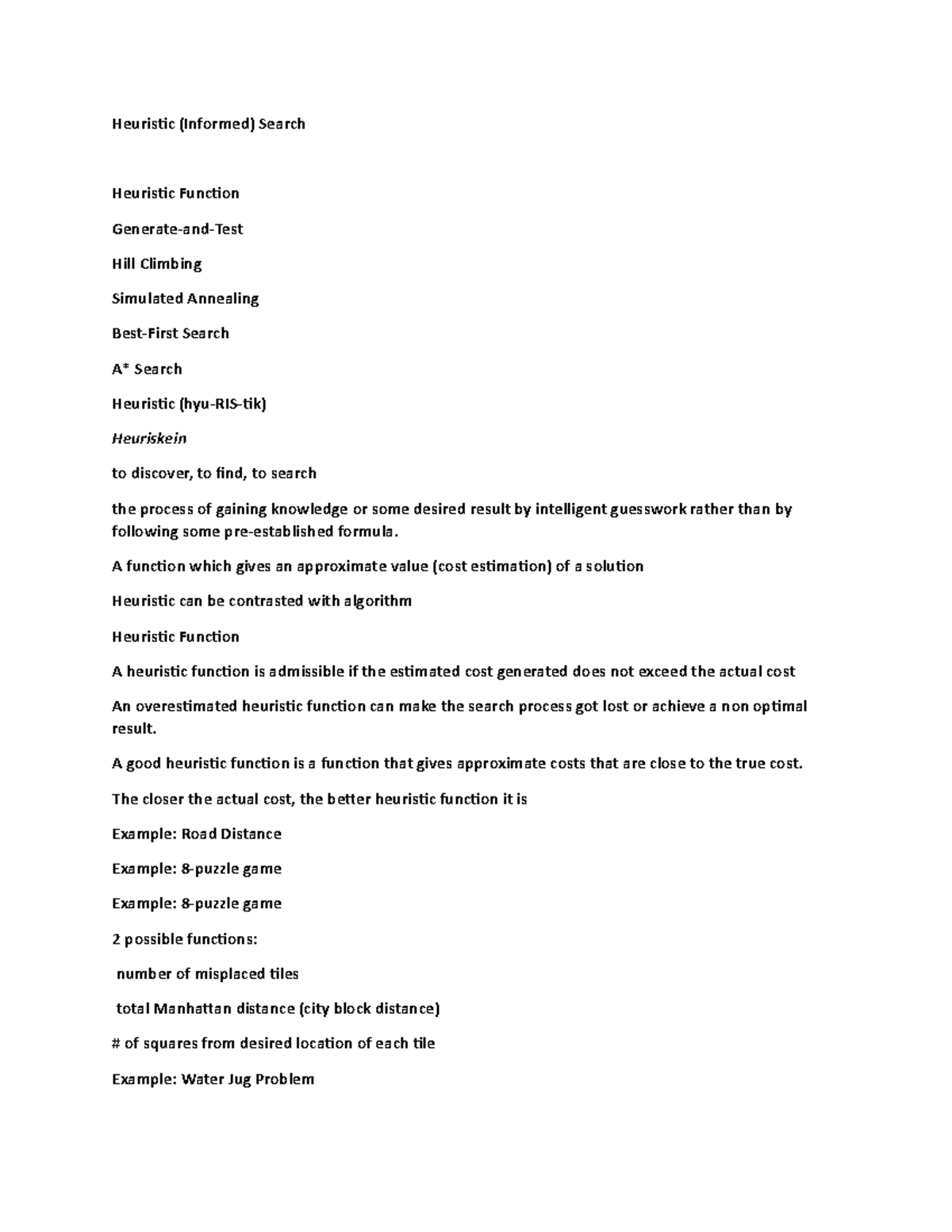 Materi 5 Artifical Intelligence - Heuristic (Informed) Search Heuristic ...