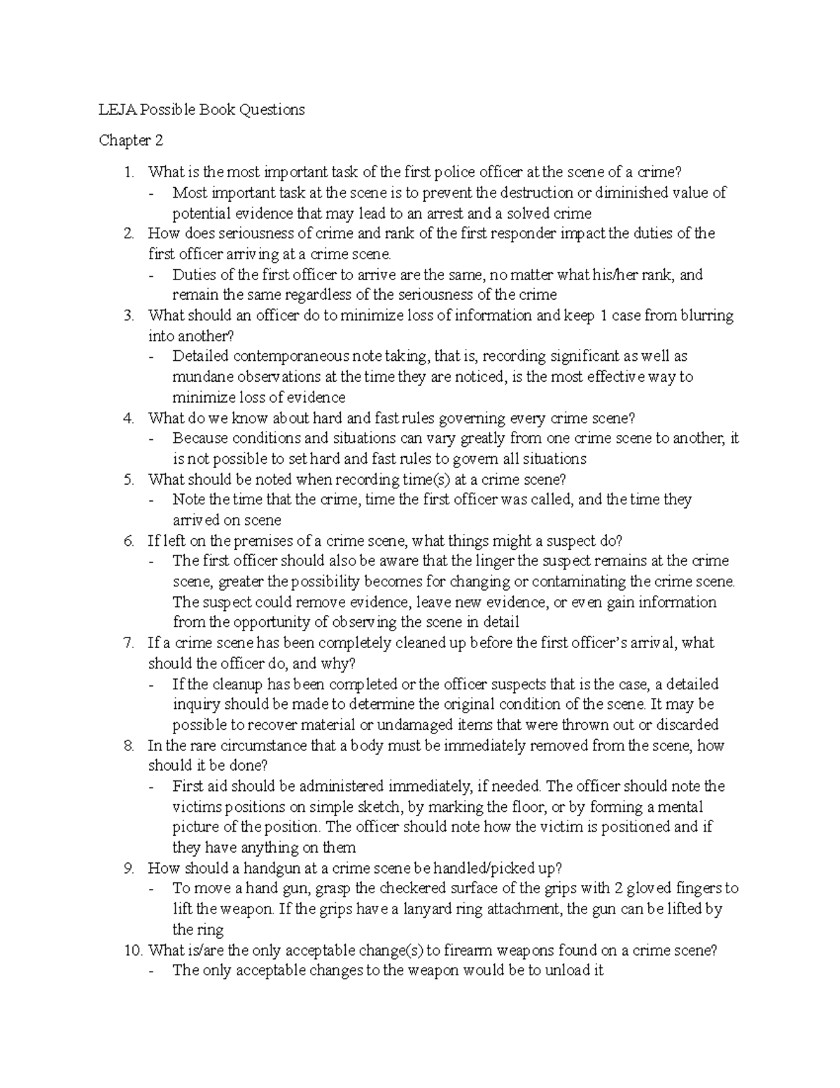 LEJA Possible Book Questions Midterm 1 - LEJA Possible Book Questions ...