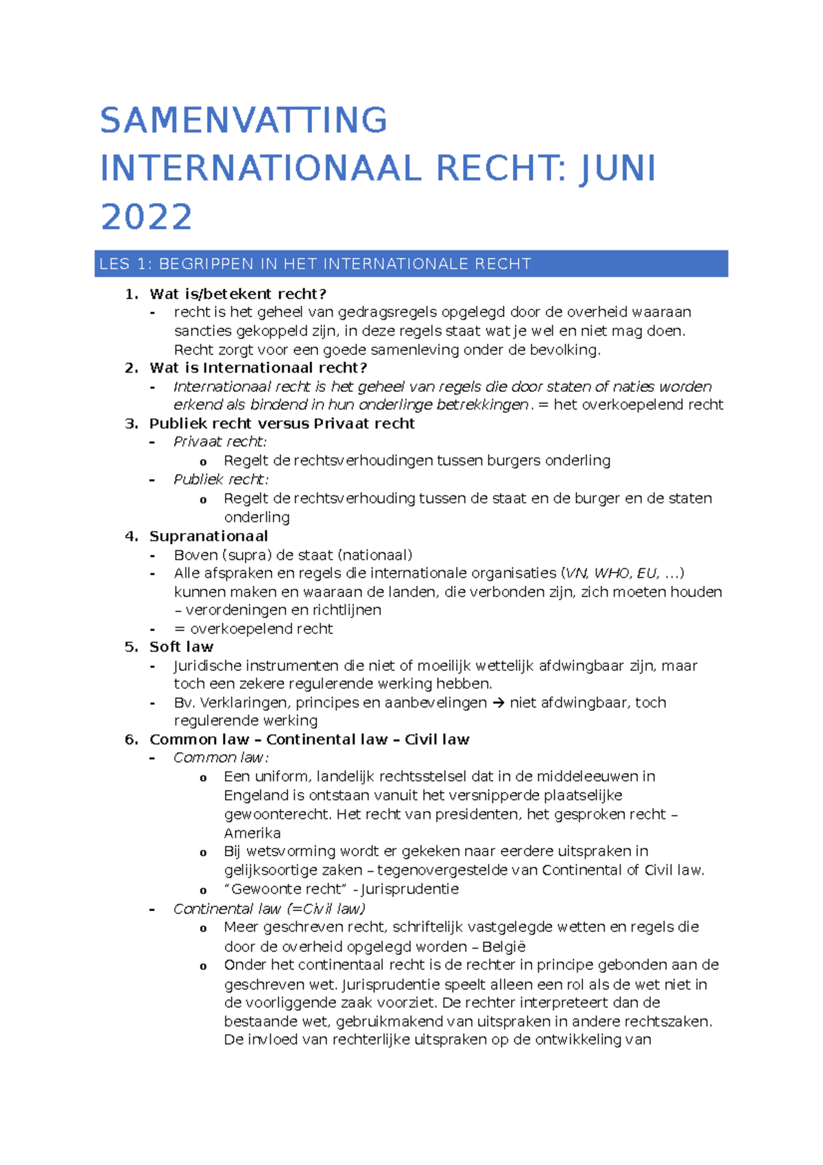 Samenvatting internationaal recht - SAMENVATTING INTERNATIONAAL RECHT ...