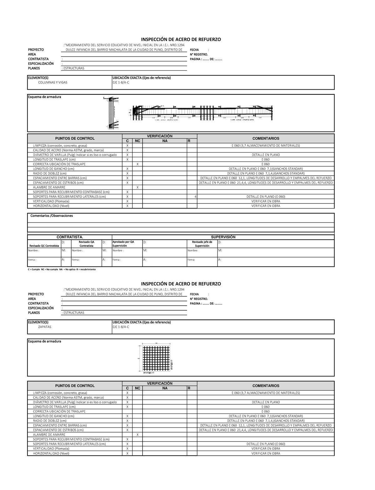 Ppi de acero x0tjxaly 7v 1 - PROYECTO FECHA : AREA N° REGISTRO ...