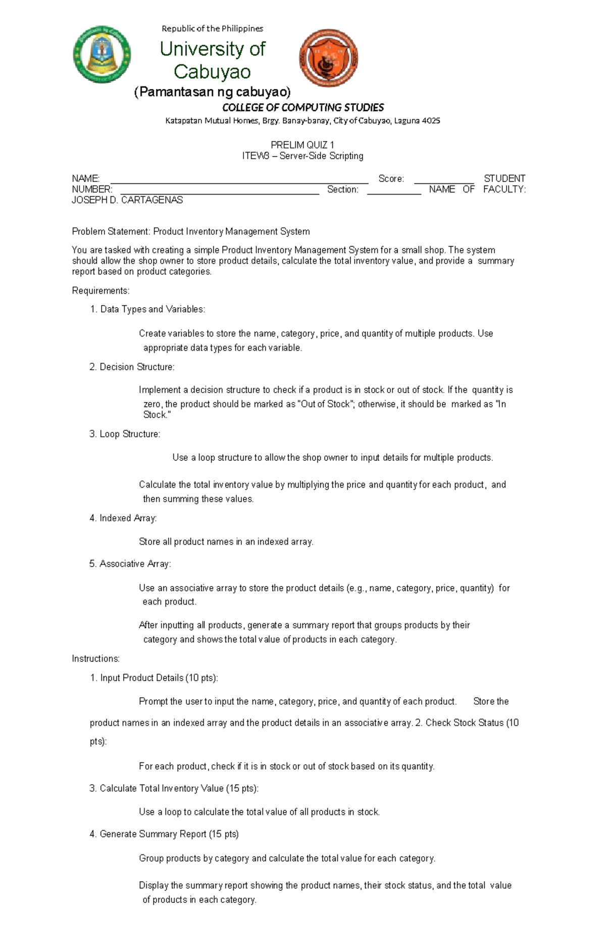 Q1 - dasdasd - Republic of the Philippines University of Cabuyao ...