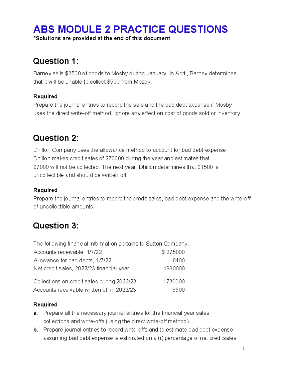 ABS Module 2 Practice Questions-2 - ABS MODULE 2 PRACTICE QUESTIONS ...