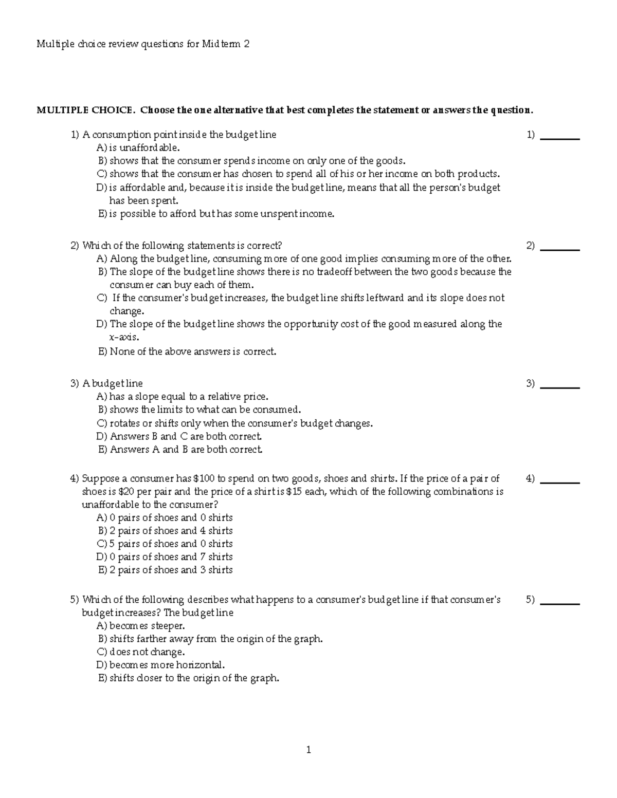 Micro-economics- s12 103 m2 mcrp - Multiple choice review questions for ...