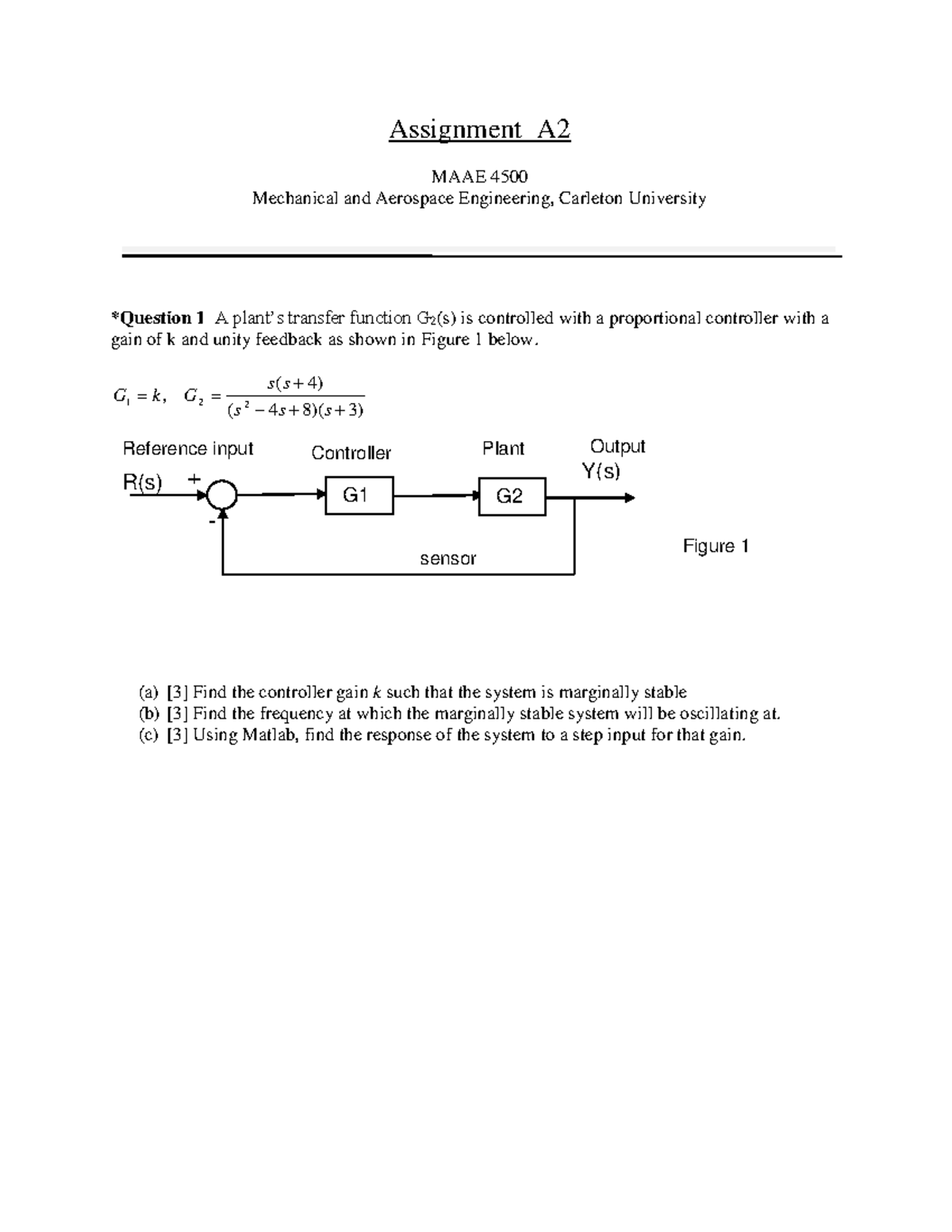 Problem Set A2 Solution - Assignment A2 MAAE 4500 Mechanical and ...