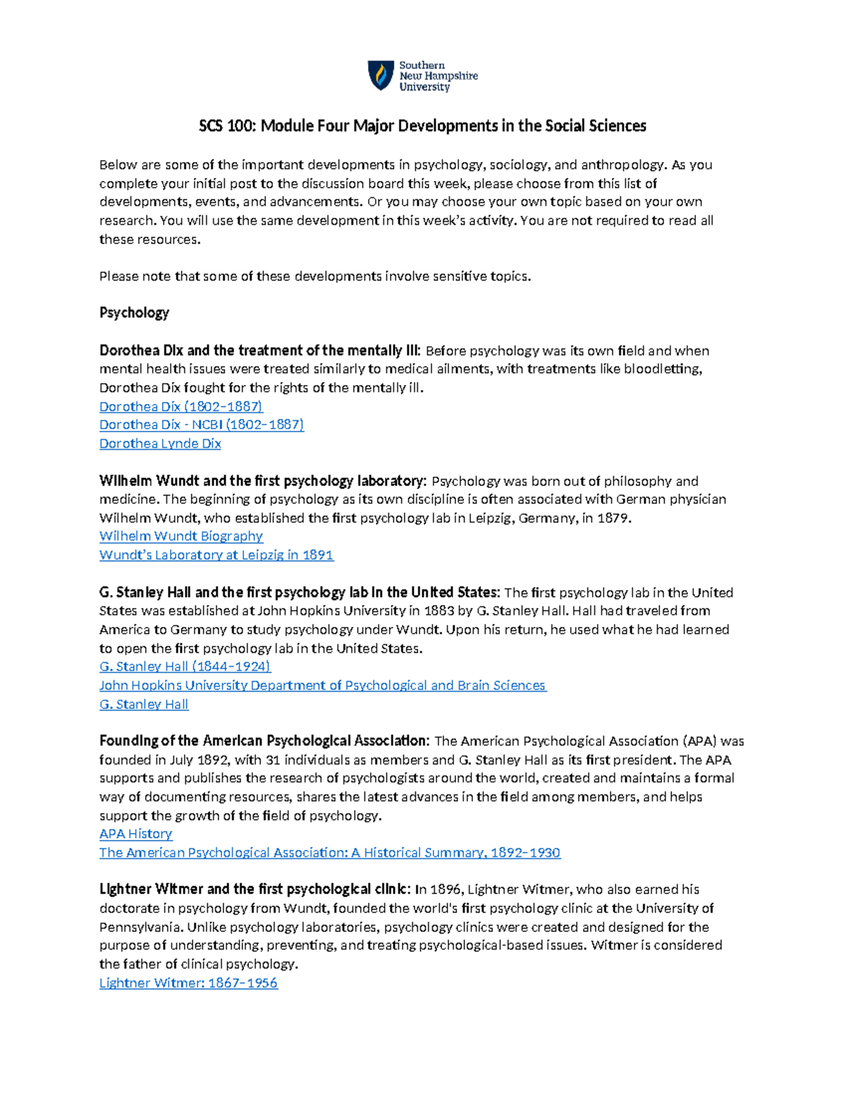 Module 4 Assignment Developments in the Social Sciences Document ...