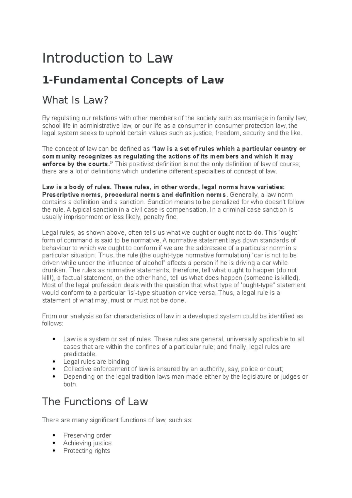 Introduction to Law - Introduction to Law 1-Fundamental Concepts of Law ...