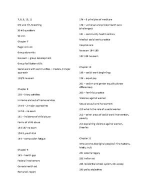Chapter 1 Notes - Social Work in Canada Social Work and Social Welfare ...